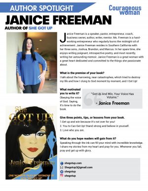JANICE FREEMAN Author of SHE GOT UP - Courageous Woman Magazine