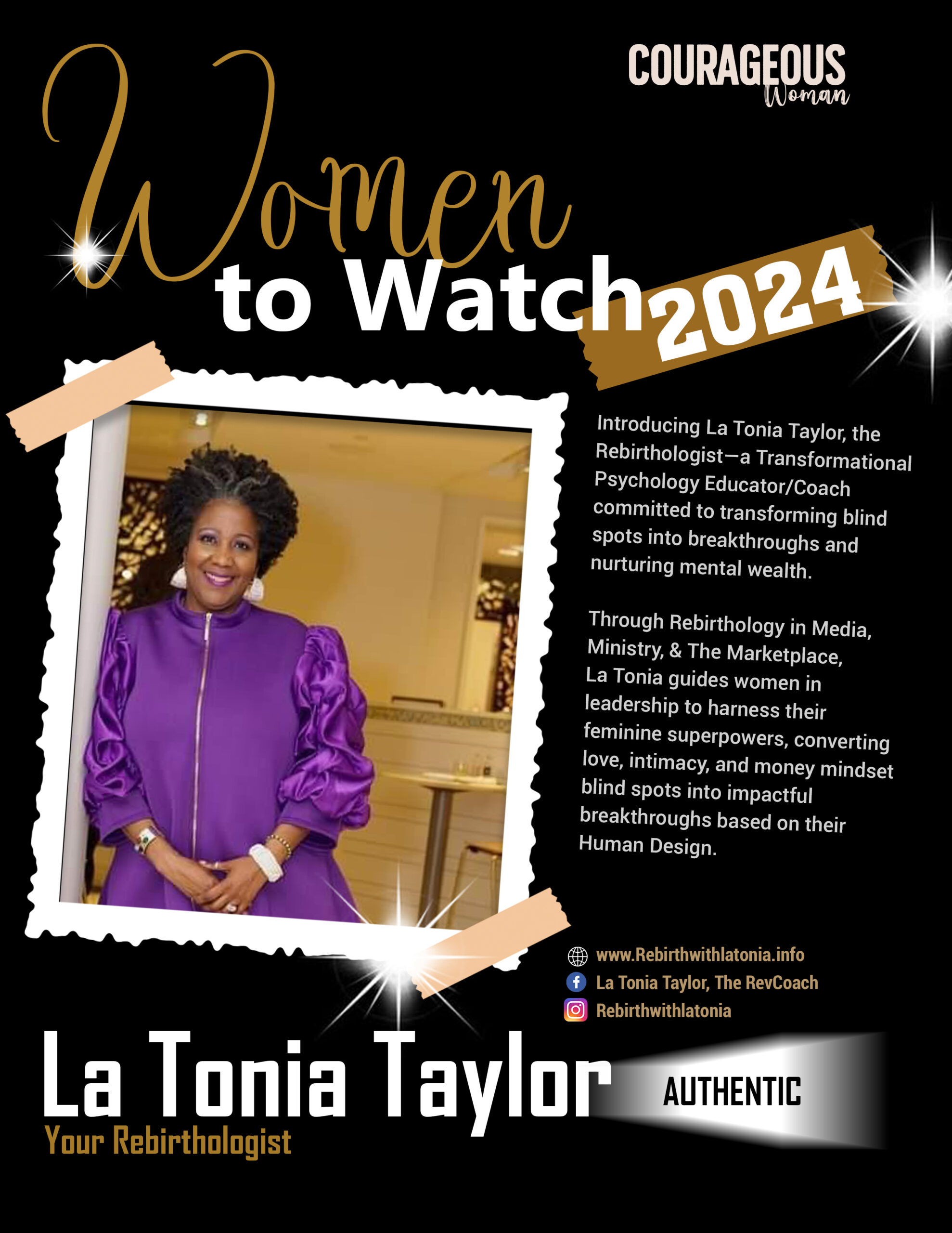 WOMEN TO WATCH: LA TONIA TAYLOR - Courageous Woman Magazine
