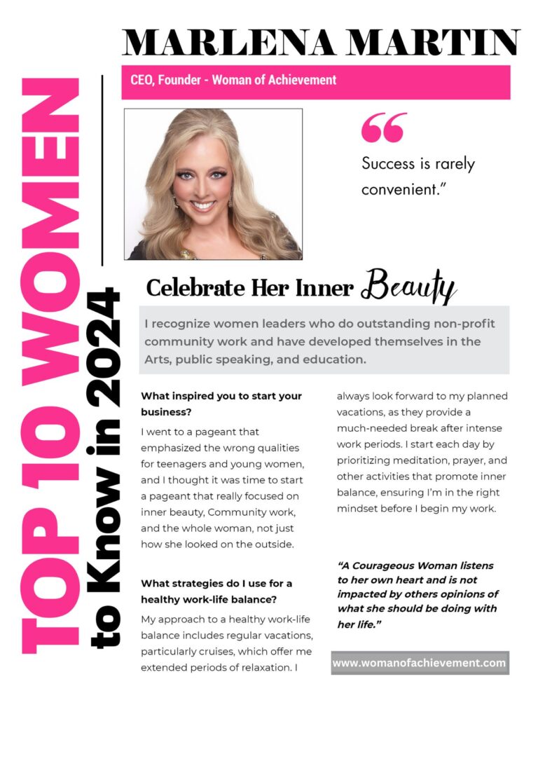 Marlena Martin: Top 10 Women To Know in 2024 - Courageous Woman Magazine